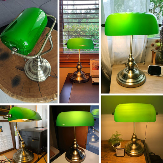 Emerald Banker - Green Glass Desk Lamp – LightStyl